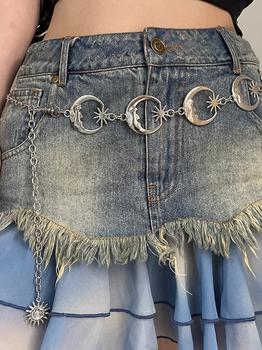 Emmiol Free shipping 2025 Tribal Silver Moon Star Link Belt Silver ONE ...