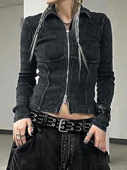 Emmiol Free shipping 2025 Street Distressed Double Zip Splice Long ...