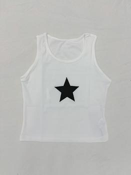 Emmiol Free shipping 2025 Star Embroidered Rib Cropped Tank Top White S ...