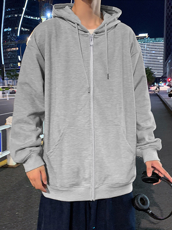 Emmiol Free shipping 2024 Men's Simple Basic Zip Up Hoodie Gray M in ...