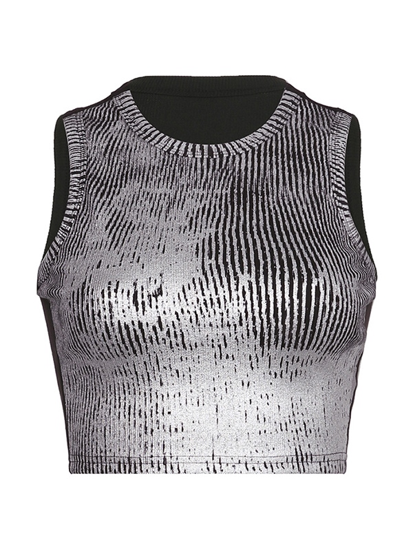 Emmiol Free shipping 2025 Hot Silver Navel Short Cami Top Black M in ...